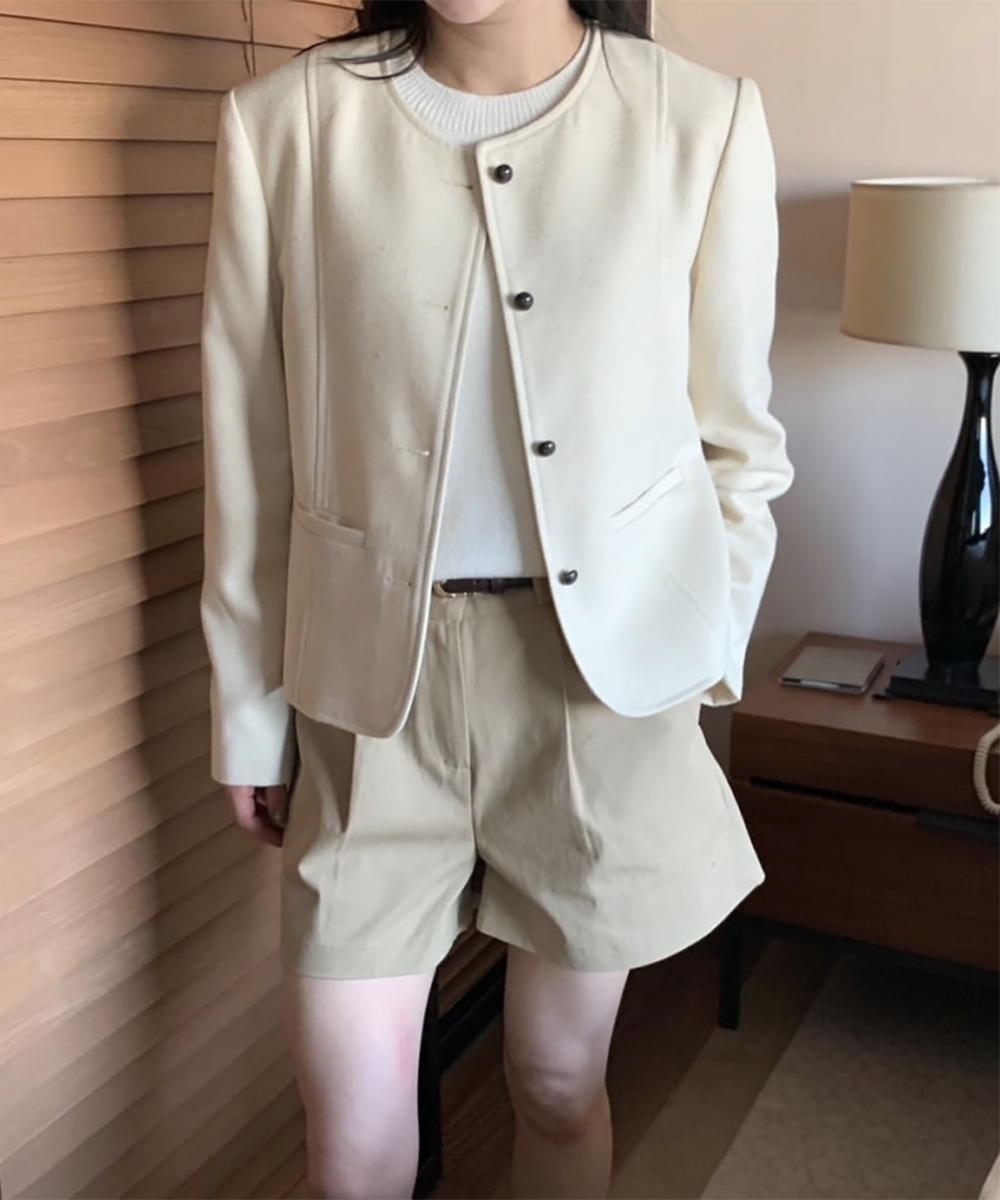 버나뎃 슬러브 솔트 트위드 자켓 (2col) slub