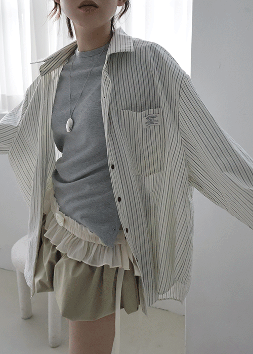 무무크 슈가 stripe 셔츠 3col - ivory