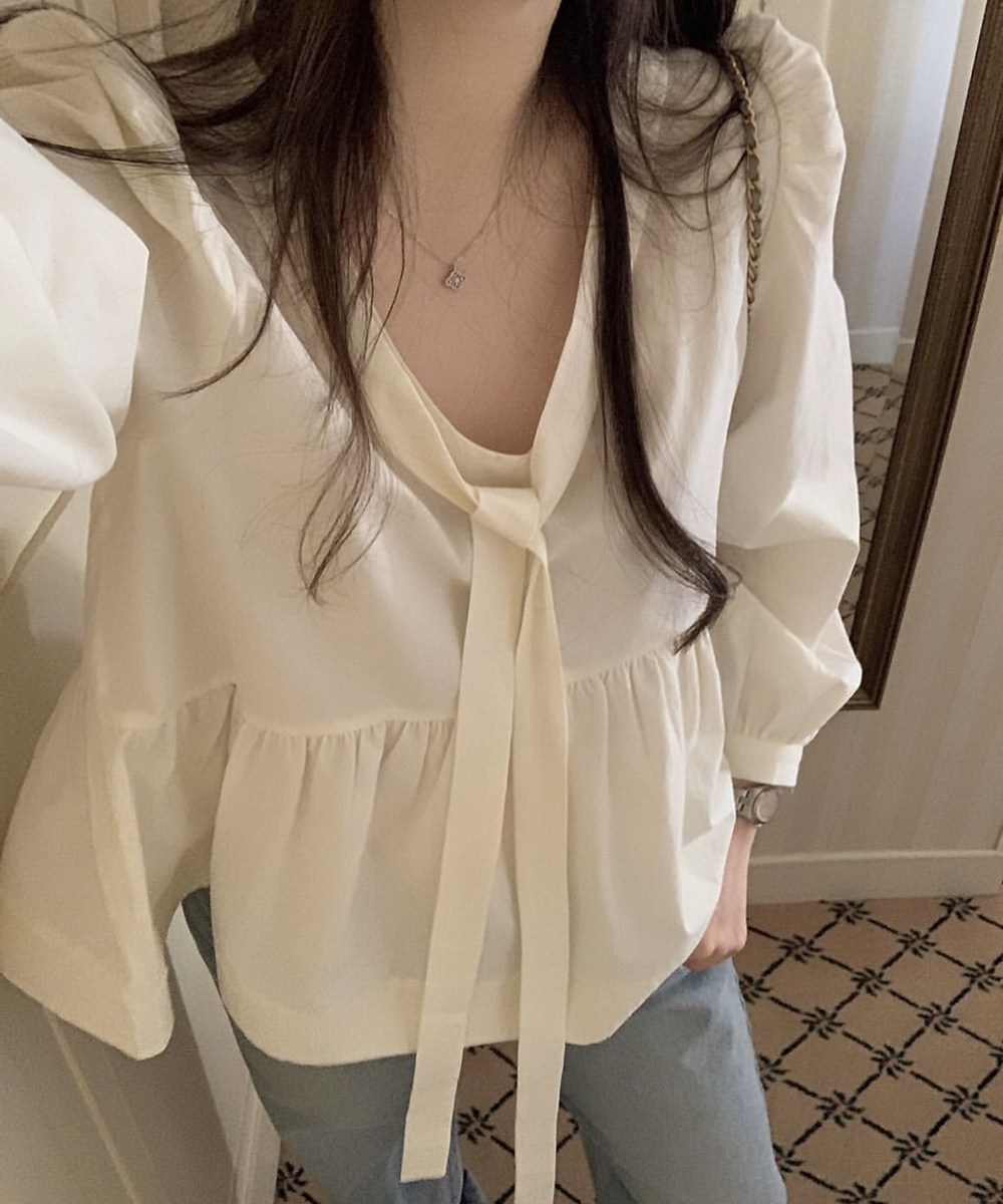 버나뎃 Pyt 바닛 타이 블라우스 (2col) 프영띵 프리티영띵