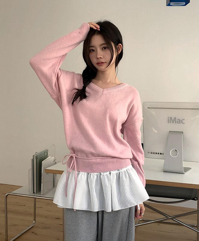 니어웨어 [봄신상🌸] 페리엣 스트링니트 -끈set (4color)