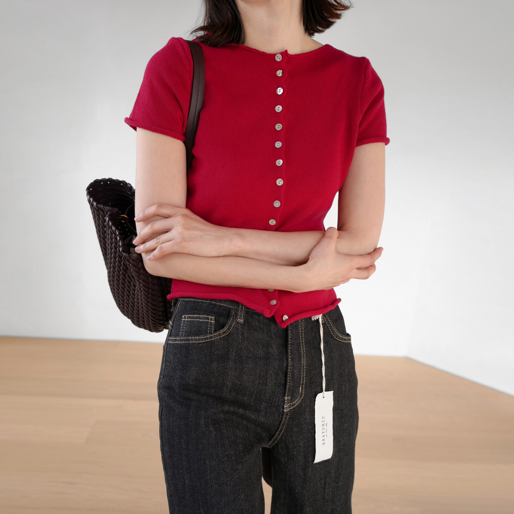 그레이시크 [GC MADE] 단추미니반팔가디건(코튼100%)