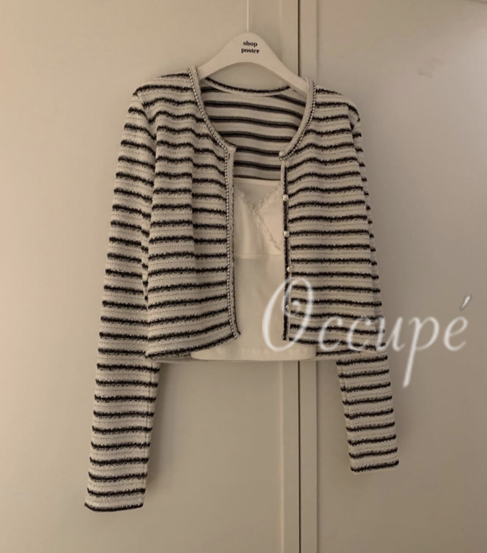 오큐페 포스터 션 가디건 (2col) poster 스트라이프 단가라가디건