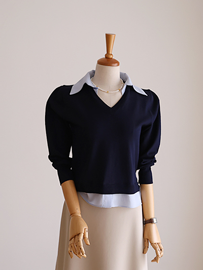 안나키즈 collar combi knit_2c