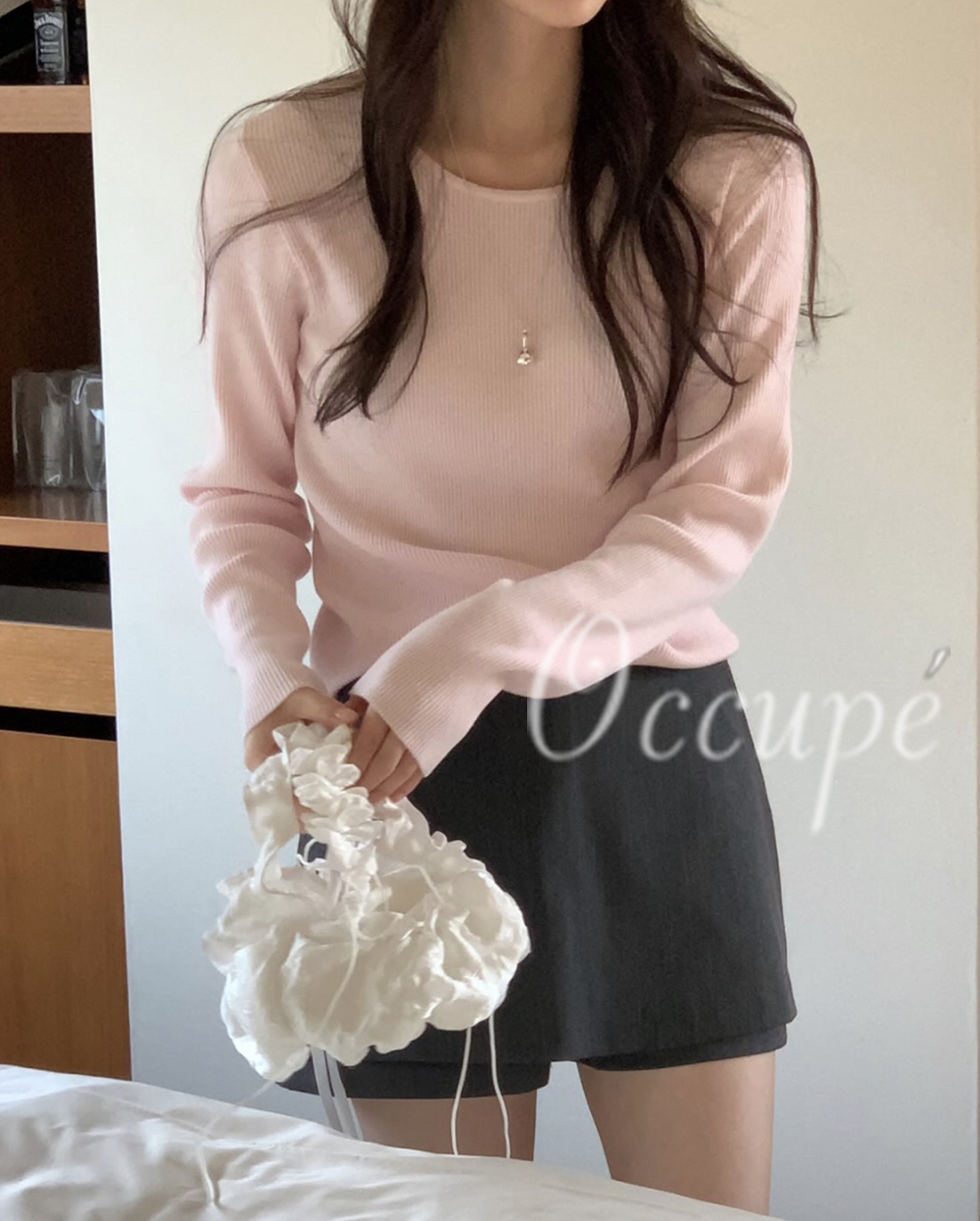 오큐페 [당일발송]미엘 크림 골지 니트 (4col) miel 데일리 니트티