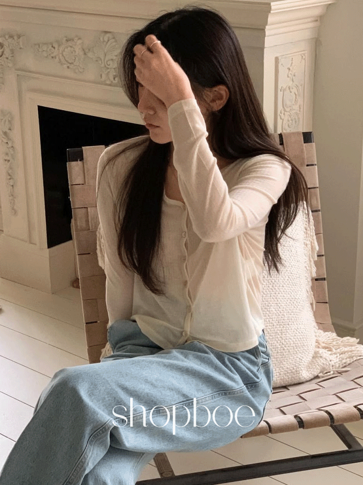 샵보애 JINSIM 진심 이보크 울 텐셀 시스루 브이넥 가디건 cd (6col)