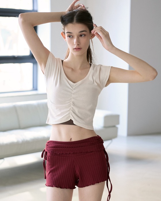 데비웨어 줄리 셔링 캡 슬리브DEVI-T0130-크림