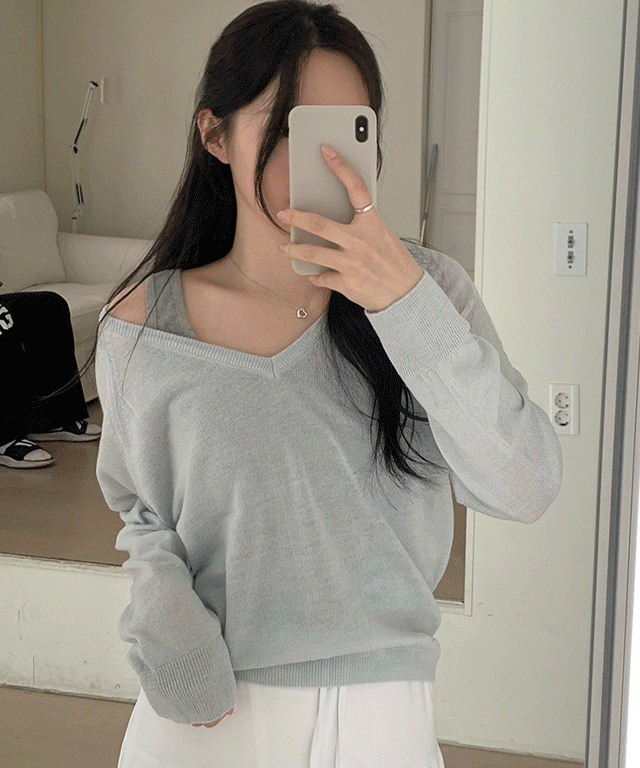 밀리유 브이 루즈 써머 nt(5color) 여름니트 썸머니트 브이넥 살안타템 장마템