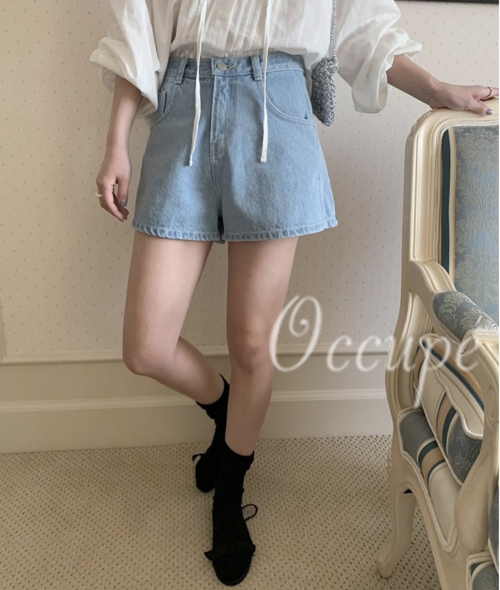 오큐페 [당일발송]멜라운지 샤벳 숏 데님 (2col) mellounge 청반바지 숏팬츠