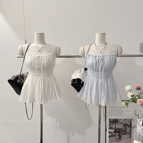 이프유마인 페미닌바캉스룩 여름 셀리 쉬폰 시스루 리본 스트랩 셔링 프릴 스퀘어넥 튜브탑 탱크탑 밴딩 스모크 레이어드 이너 무지 A라인 플레어 슬립 뷔스티에 크롭 롱