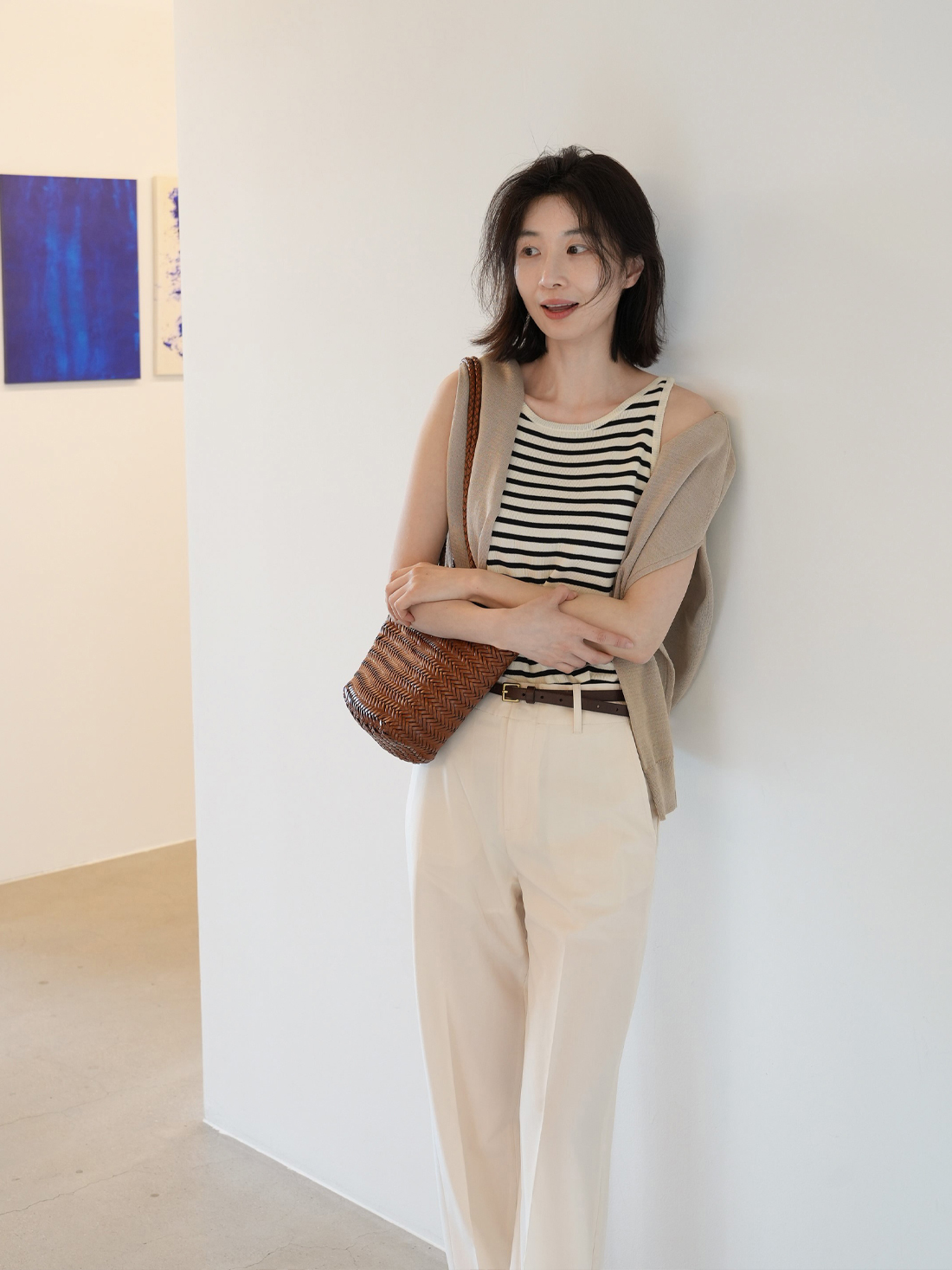 그레이시크 [GC MADE] 단입술넥니트나시(비스코스40%)