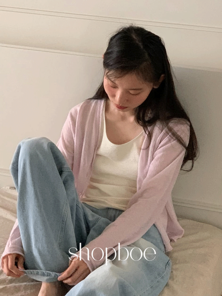 샵보애 JINSIM 진심 숍 린넨 레이스 브이넥 니트 가디건 (4col)