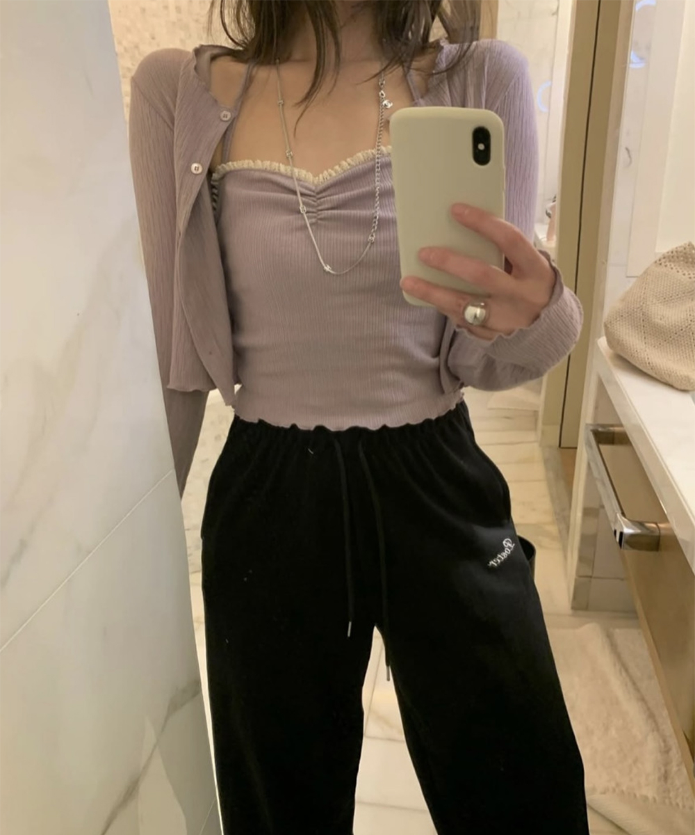 버나뎃 포스터 도우 홀터 나시 가디건 세트 (4col) poster