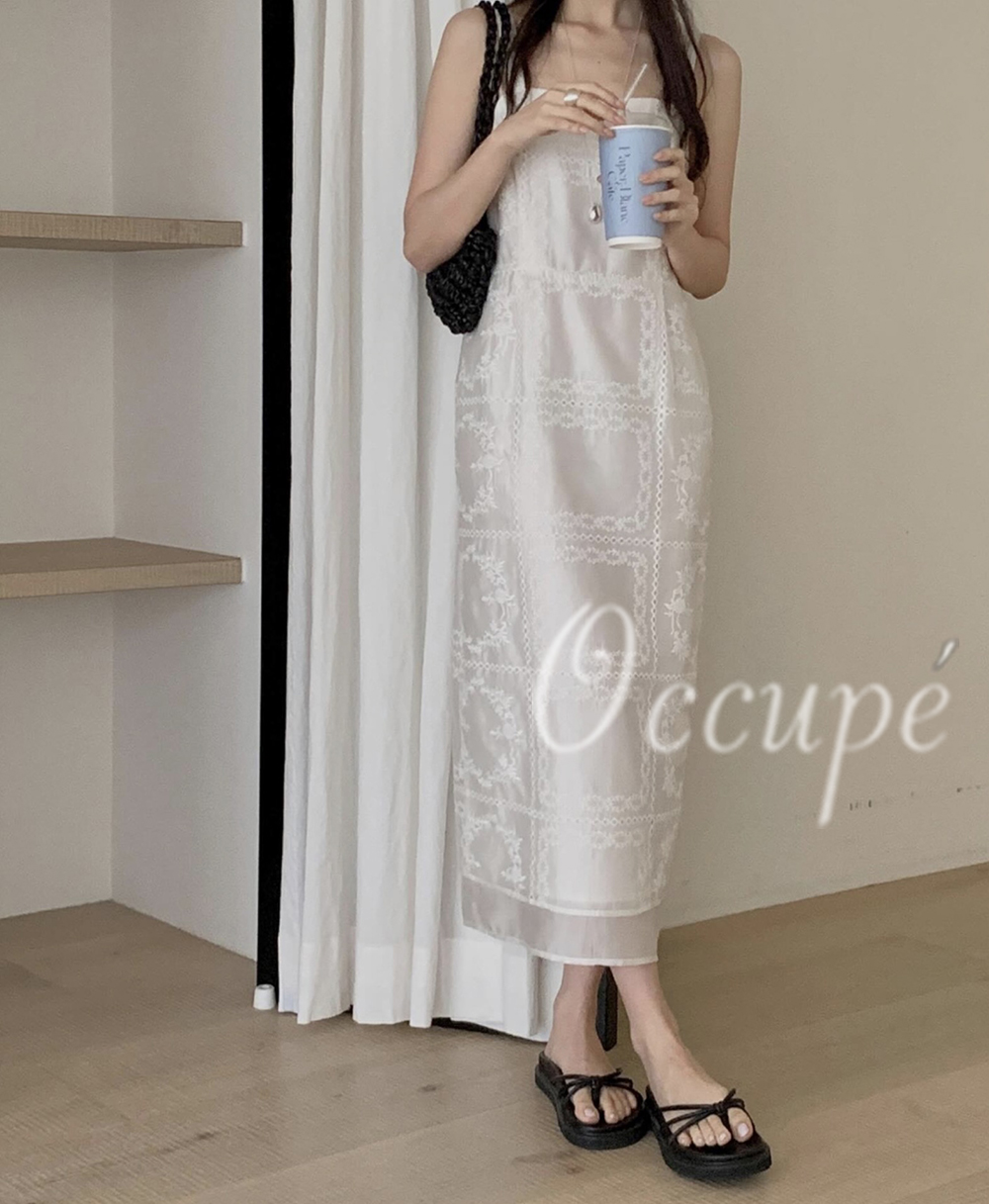 오큐페 [당일발송]미엘 파인 원피스 (2col) miel 자수 나시원피스