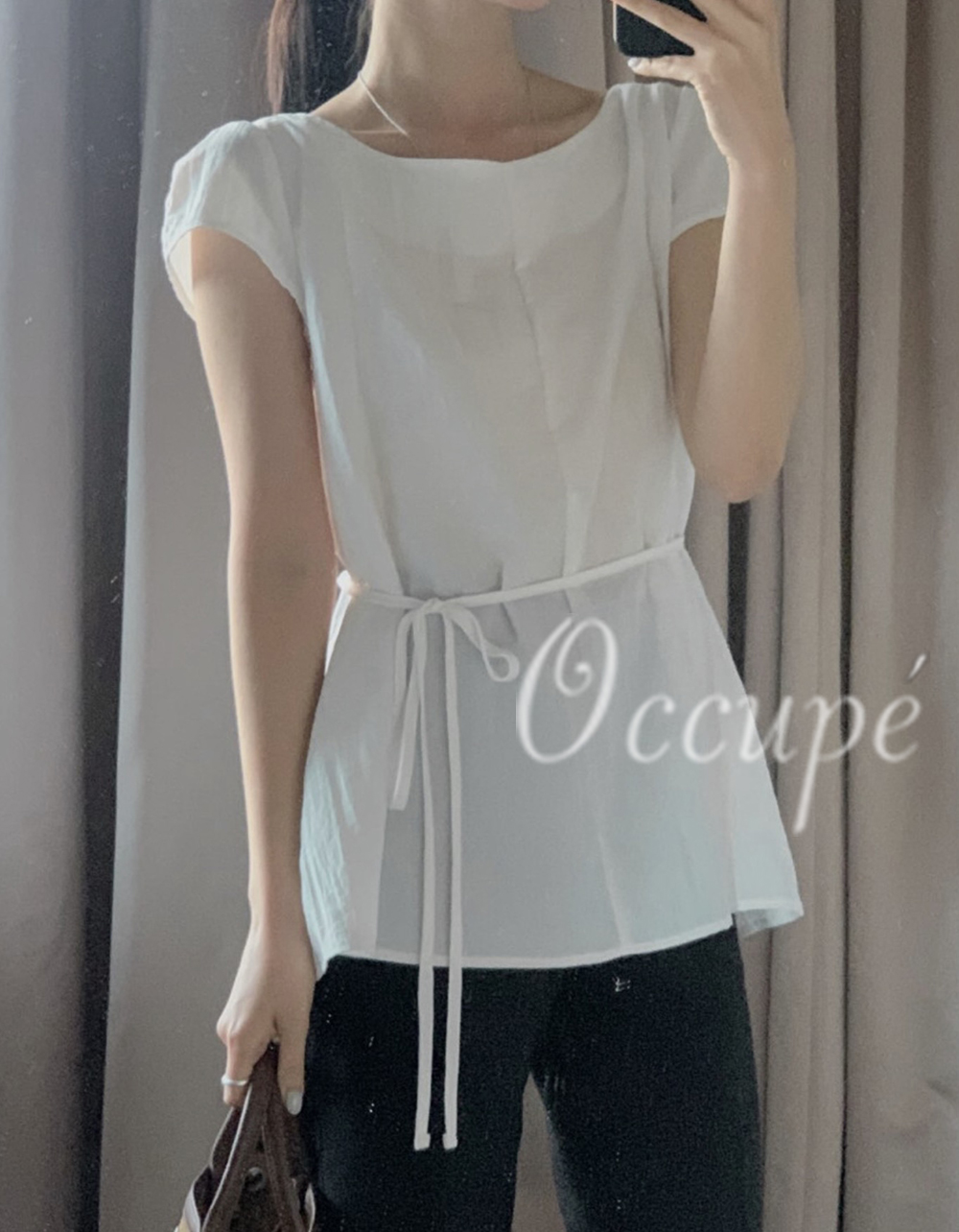 오큐페 [당일발송]미엘 크로아 블라우스 (3col) miel 벨트 리본블라우스