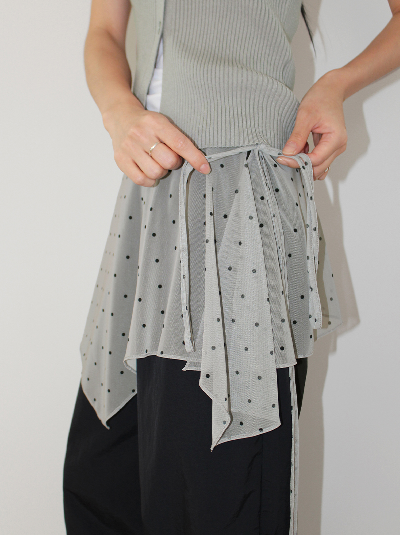 아케 (*당일발송) DOT LAYERED WRAP SK (beige / black)