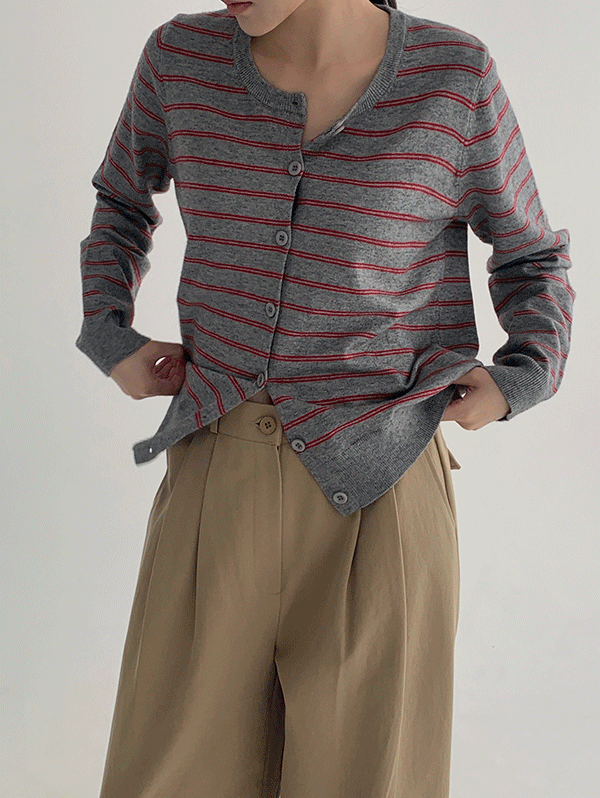 로빈유 루미르 스트라이프 라운드 가디건 - cd(4color)