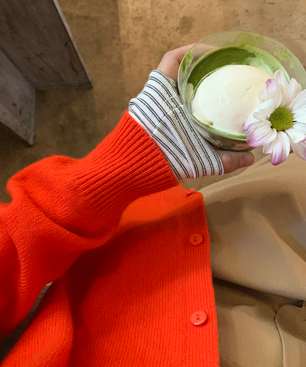 르헤르 웨스 라운드 울 가디건 (red)