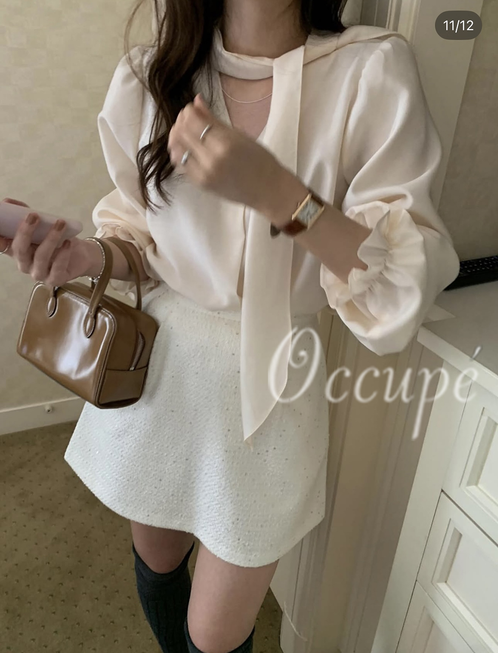 오큐페 [당일출고]pyt 프리티영띵 루터 타이 블라우스 (2col) 프영띵 하객룩 스카프블라우스