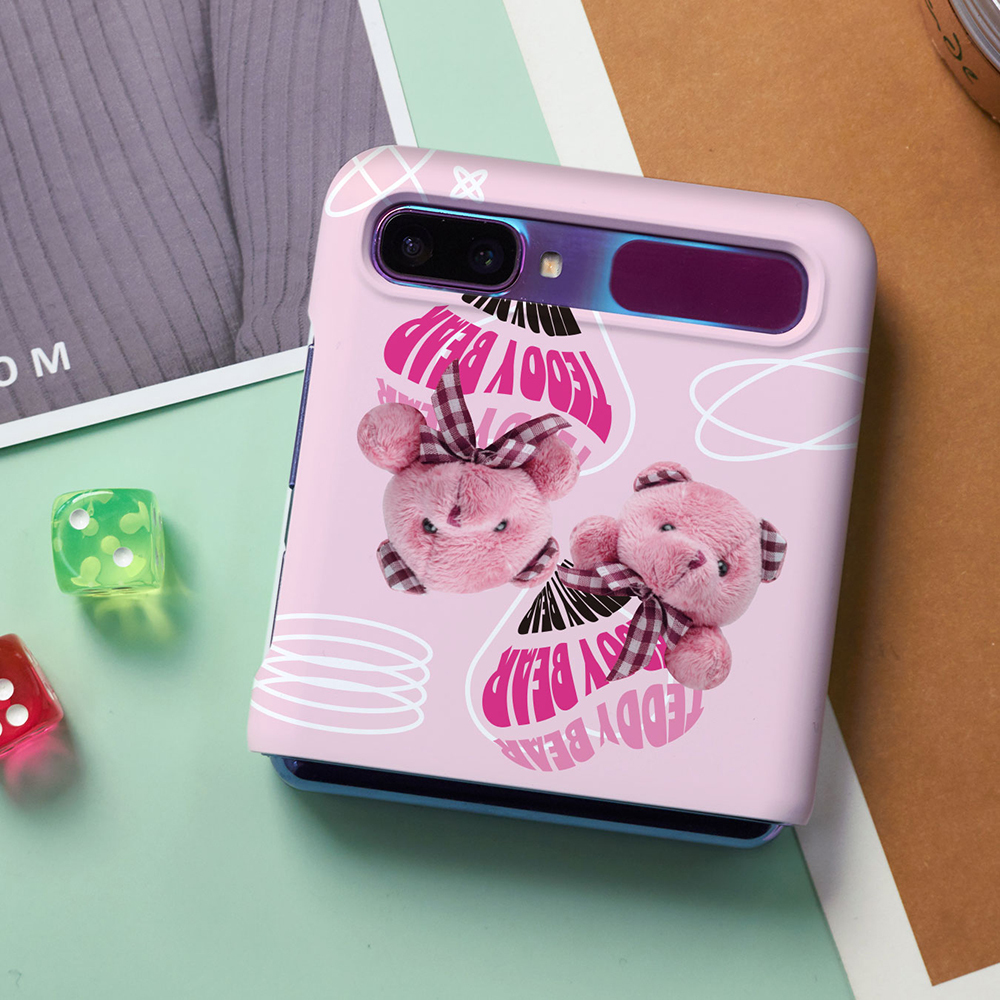 삼성 갤럭시 Z플립 케이스 하드 하트베어(지플립4 3 2 1 ZPLIP 제트플립)커플