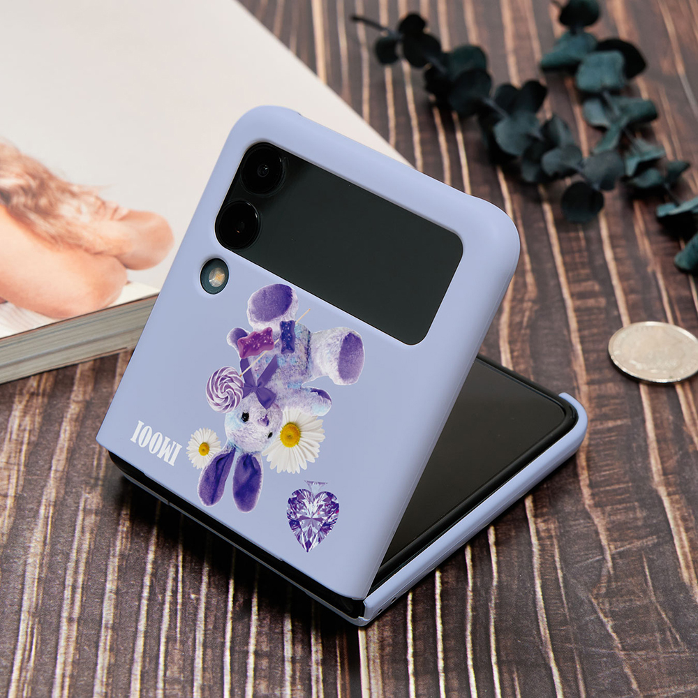 삼성 갤럭시 Z플립 케이스 하드 퍼플버니(지플립4 3 2 1 ZPLIP 제트플립)커플