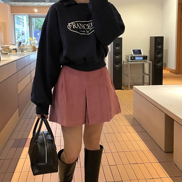데일리 가을 겨울 핀턱 골덴 여성 반바지 코듀로이 하프팬츠 핑크 딥그린 블랙 세컬러