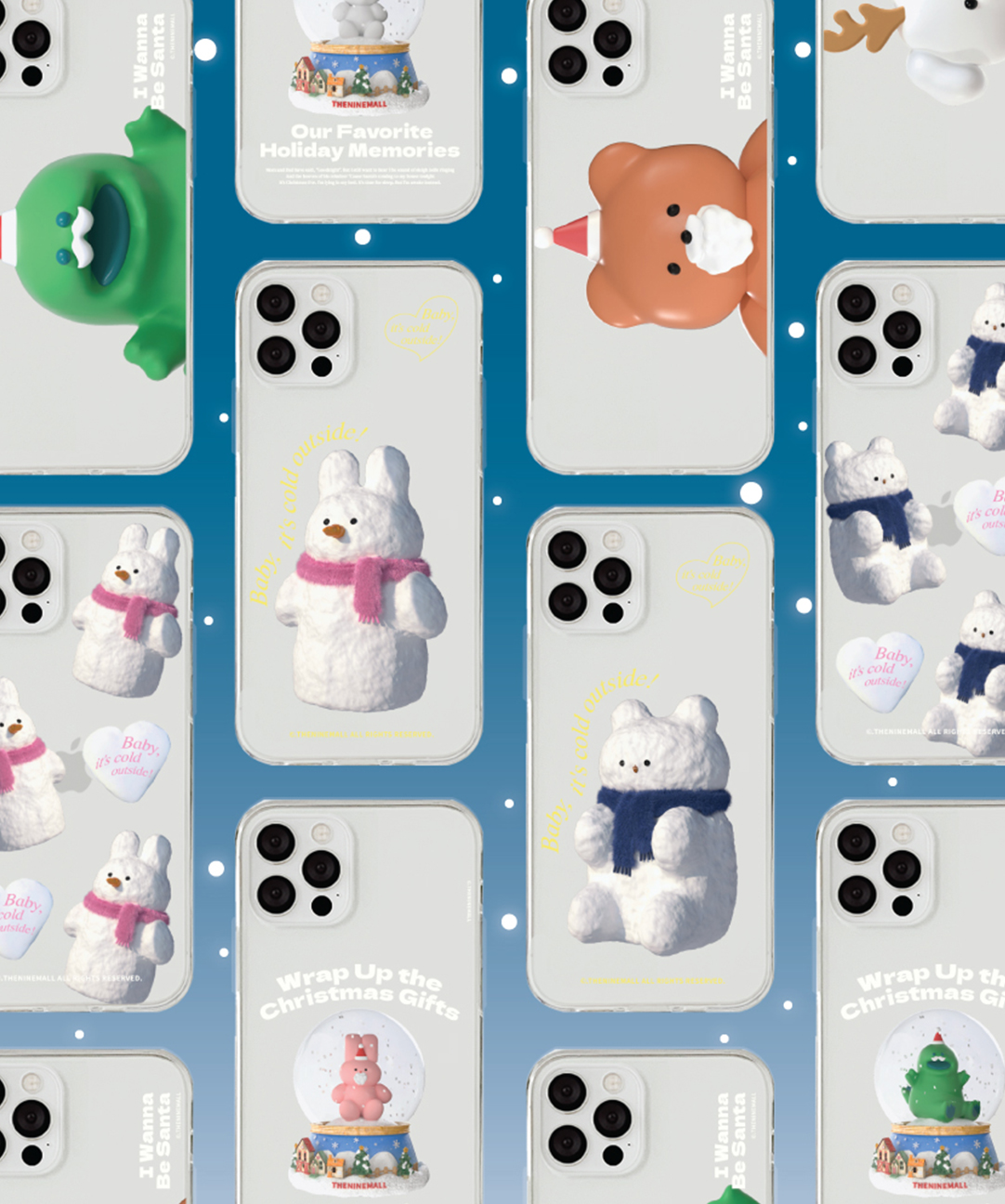 더나인몰 스노우 시리즈 클리어케이스 모음전 더나인몰 윈터 커플 투명 젤리 폰케이스 핸드폰케이스 우정템 크리스마스 겨울 아이폰케이스 친구 아이폰14프로 14프로맥스 생일