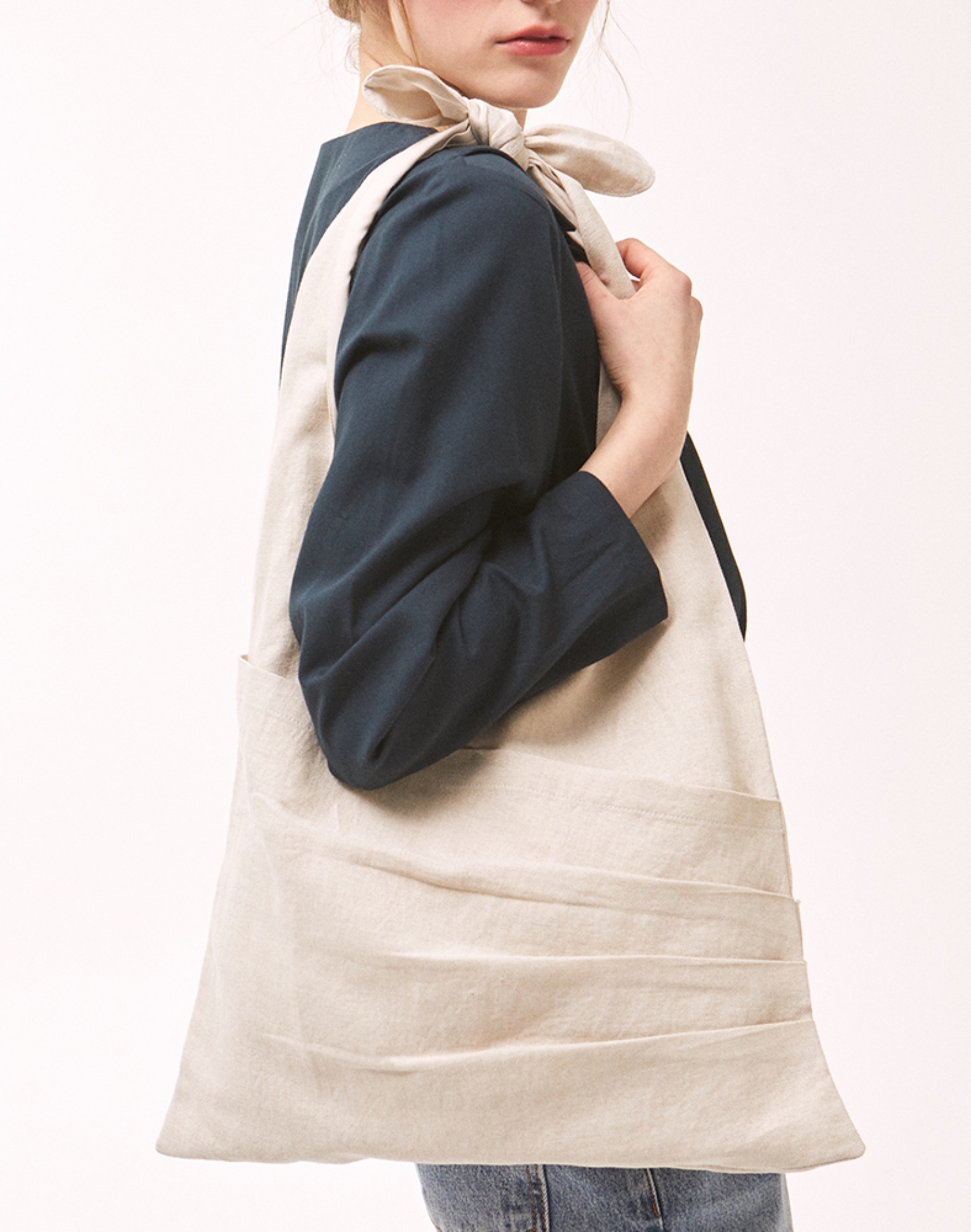 Linen Drape Pocket Bag - Beige