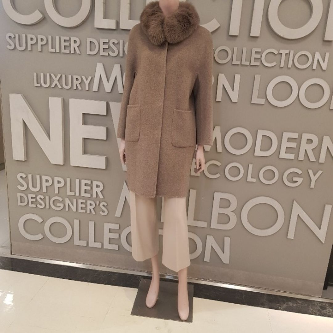 포스티 Bcbg Nc13 로제리버 캐시미어 폭스퍼 울코트 천연모피 폭스퍼 트리밍 울코트 B2dah830
