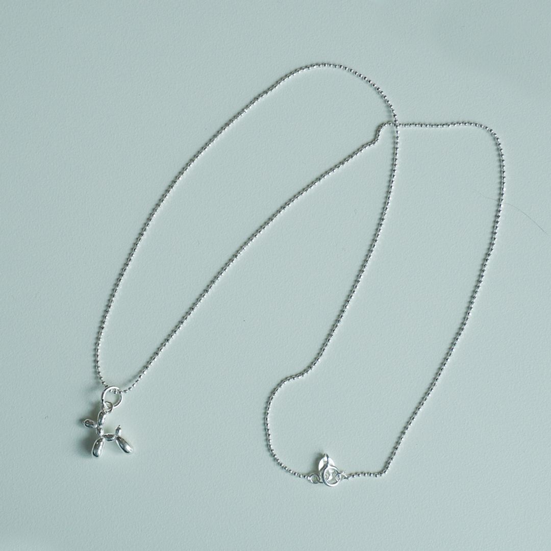 Silver 925 벌룬독 강아지 모양 목걸이 실버 팬던트 펜던트 은 참 심플 풍선 체인 얇은 여자 우정 줄 개