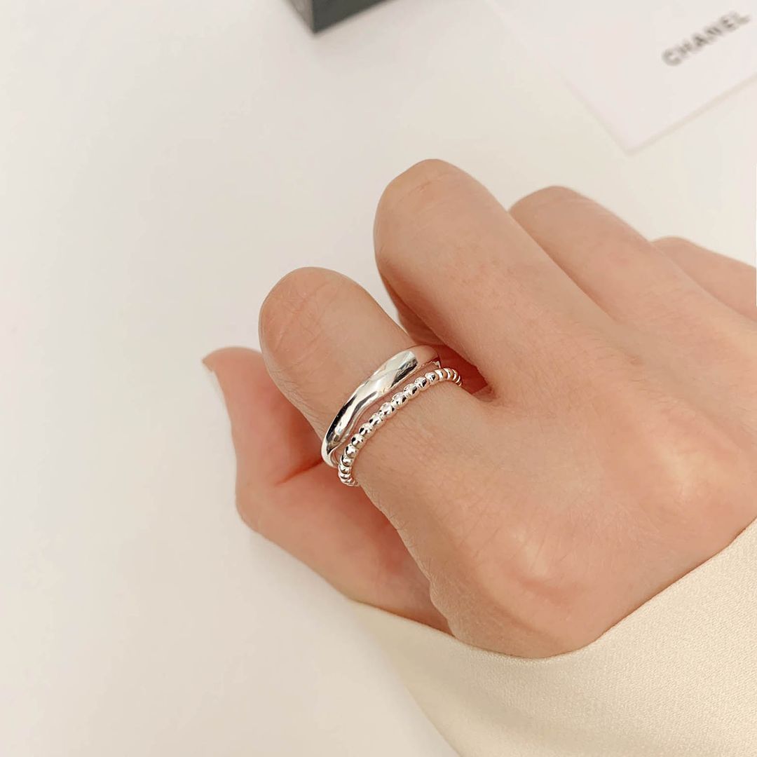 당일순은 두 줄 레이어링 은가락지 은반지 두줄반지 Cozy Ring