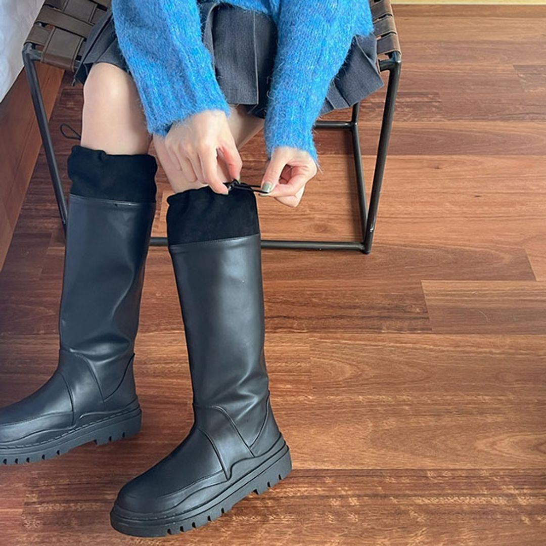 통굽3cm225~250 키높이 롱부츠 가보시 롱워커 패딩 누빔 퀼팅 레인 기모 통넓은 하비 빅사이즈 가죽 레더 스웨이드