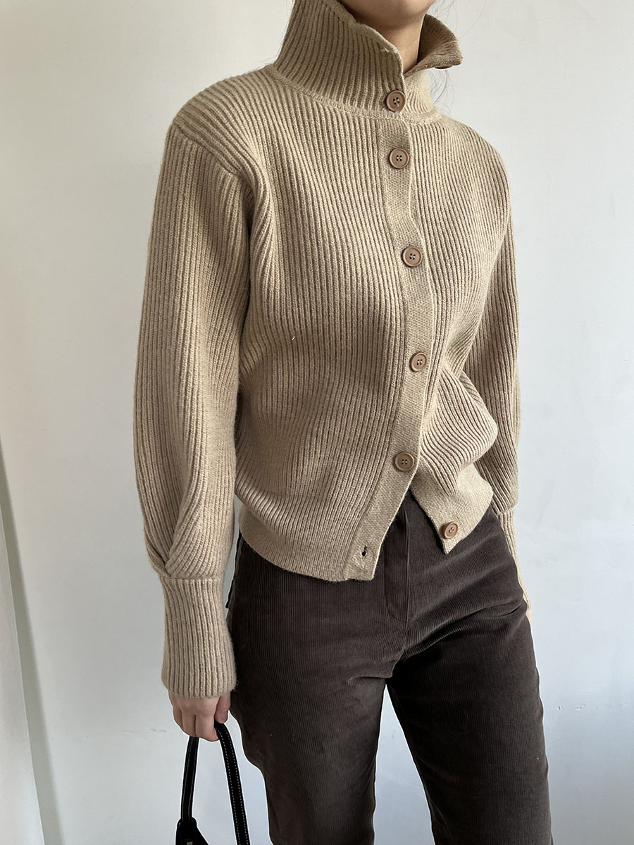[Wool10] High-neck button Cardigan