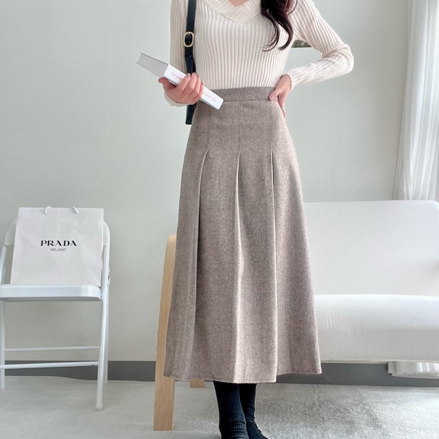 셈페르 🧶 울함유 베릿 헤링본 울스커트 롱스커트플리츠스커트코듀로이스커트니트스커트체크스커트플레어스커트핀턱스커트모직