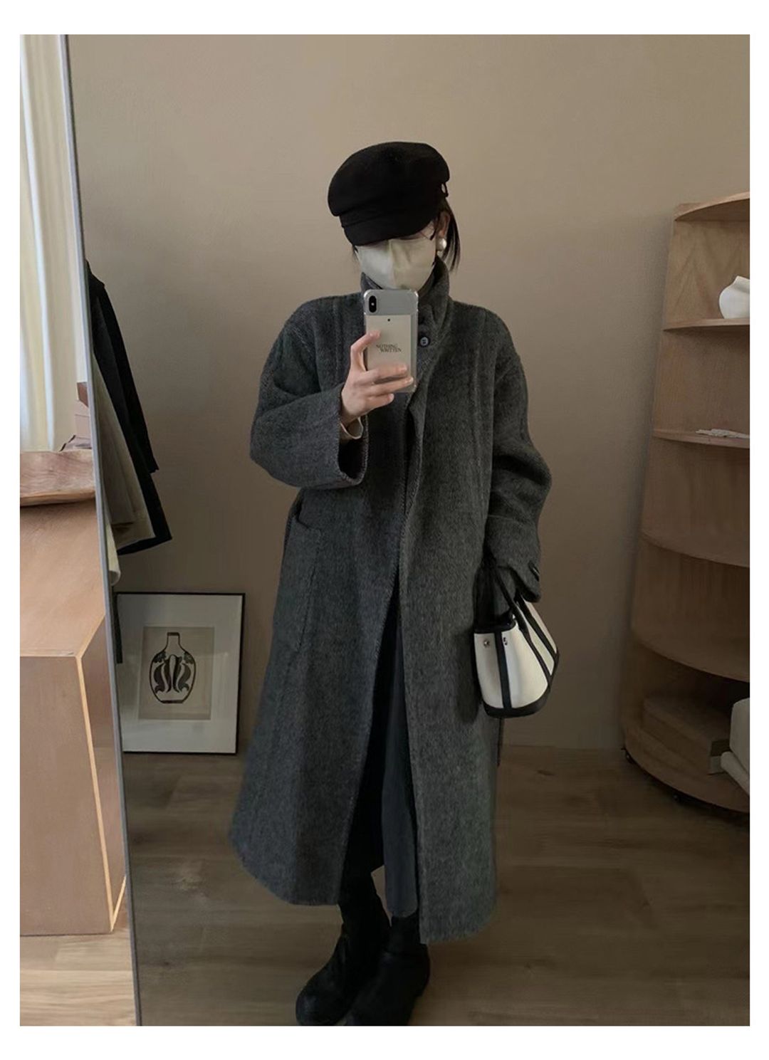 여성 키작녀롱코트 양모코트 모직 울 싱글 코트
