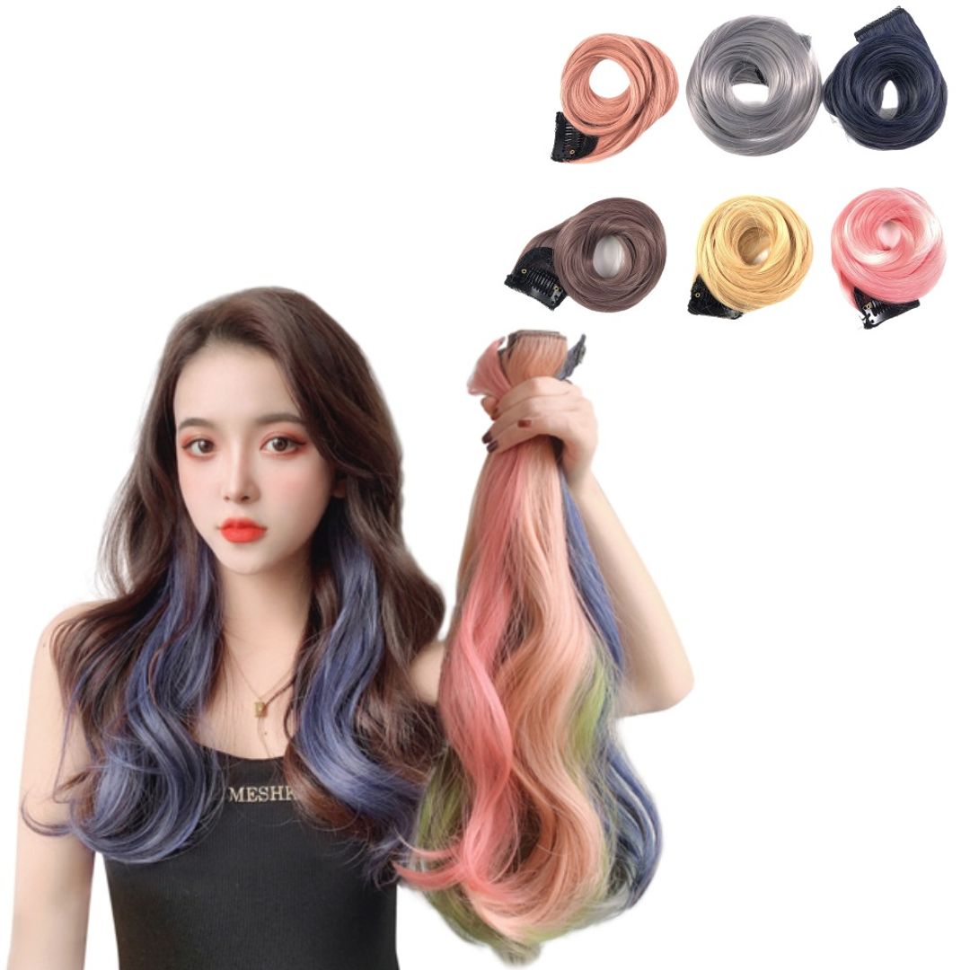 여성 똑딱이 붙임머리 브릿지 애쉬컬러 웨이브 헤어피스