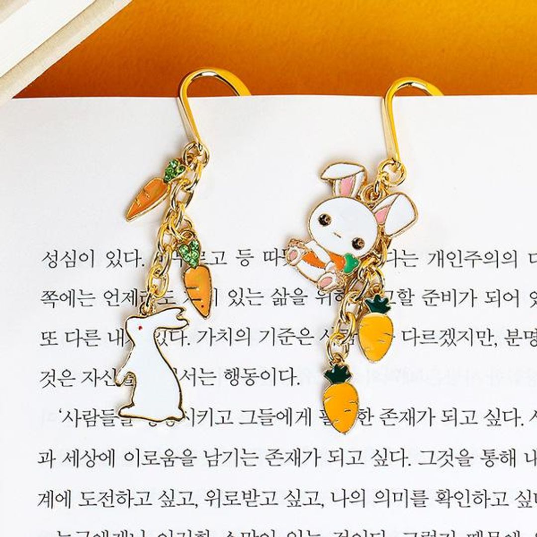 핸드메이드 당근과 토끼 책갈피 북마크 북클립 당근 고급 악세사리 마롱