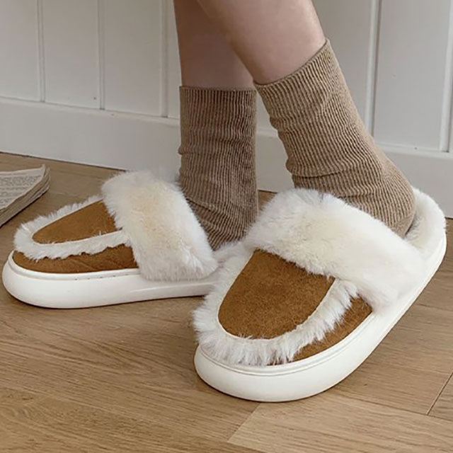 통굽4cmsml 키높이 어그 슬리퍼 슈즈 라운드 배색 양털 뽀글이 퍼 거실화 스퀘어 편한 쿠션 부츠 샌들 기모 겨울 가보시 패딩 뮬 실내화 사무실 덧신 데일리 토넌 신발