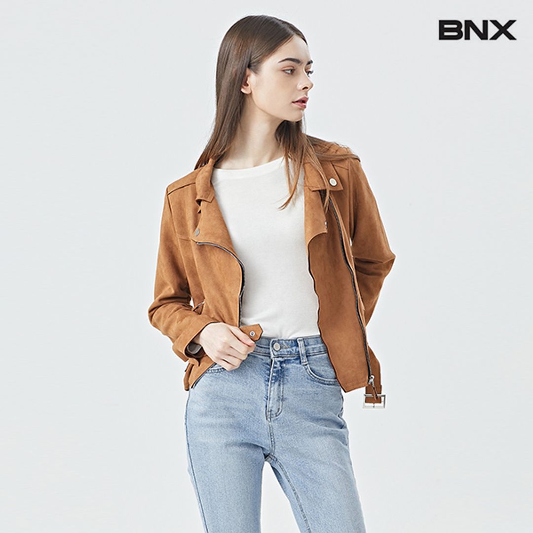 포스티 스웨이드 카라 레더 긴팔 자켓 Bu1jk001l0