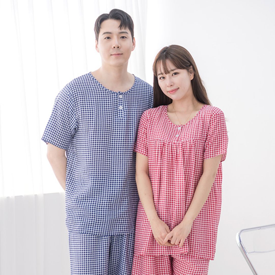 포스티 남여 인견 잠옷 상하세트잔체크