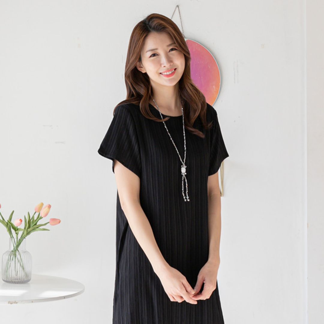 포스티 여성 인견 플리츠원피스블랙