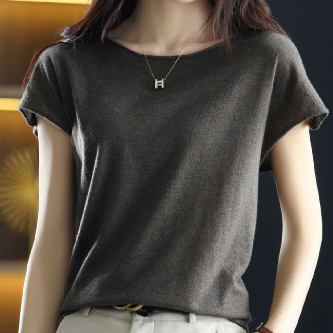 포스티 롤 엣지 라운드넥 반소매 티셔츠220426pk07