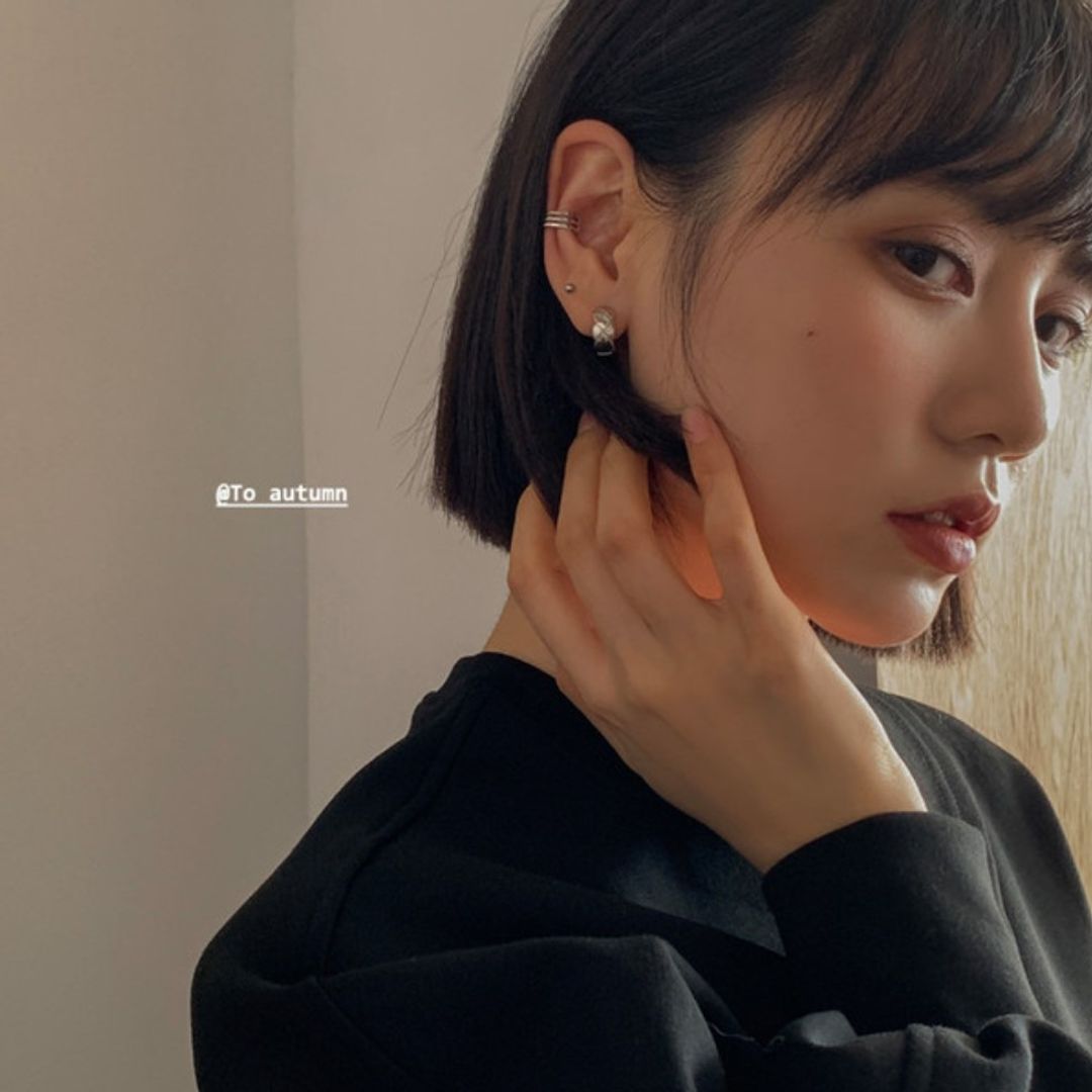 당일발송 실버925 퀼팅 코코 크러쉬 귀걸이 이어링 샤 명품스타일 데일리 엠보 원터치 링