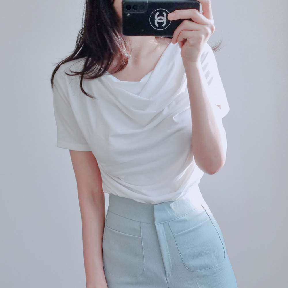 나날샵 풍성한 셔링블라우스 티셔츠 티 반팔티 반팔 여름블라우스 여름티 반팔셔츠 반팔블라우스 여름셔츠 프릴블라우스 정장이너 오피스룩