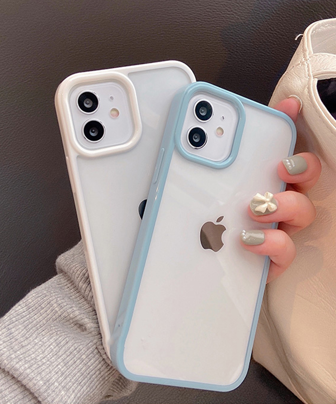 아크릴 아이폰 범퍼 테두리 심플 투명 실리콘 기본 화이트 블루 우정 커플 핸드폰 휴대폰 애플 폰 케이스 아이폰케이스 7 8 X 11 12 프로 13 14 미니 프로맥스