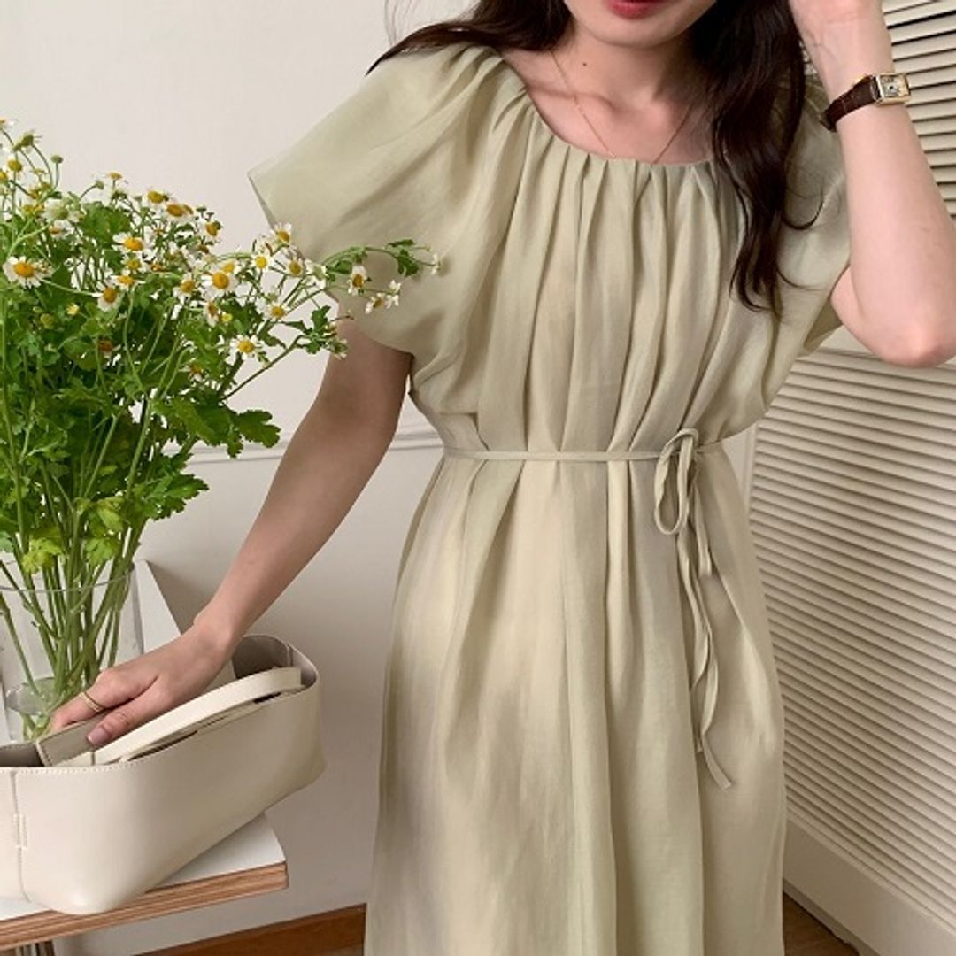 당일출고 부베 셔링 퍼프 쉬폰 하객 롱원피스 여름 휴양지 비치 바캉스룩 77사이즈여성쇼핑몰 르뚜앙