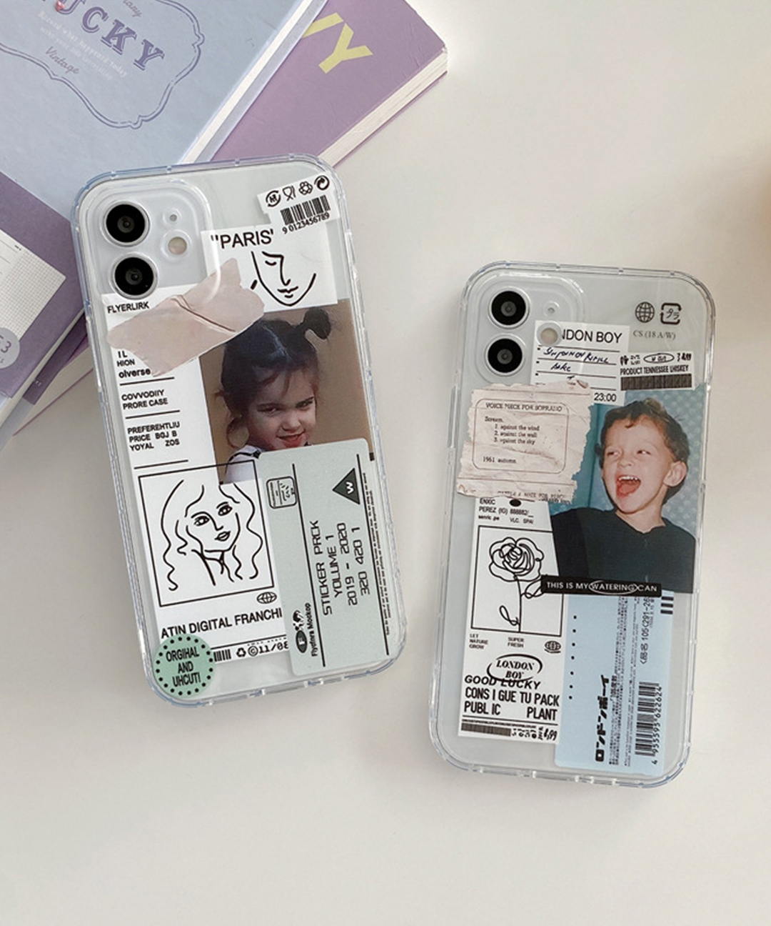 핑크리어카 런던 보이 걸 아이폰 투명 실리콘 젤리 카플 우정 핸드폰 휴대폰 폰 케이스 커플케이스 아이폰케이스 우정 7 8 Se2 X 11 프로 12 미니 13 14 15 프로맥스