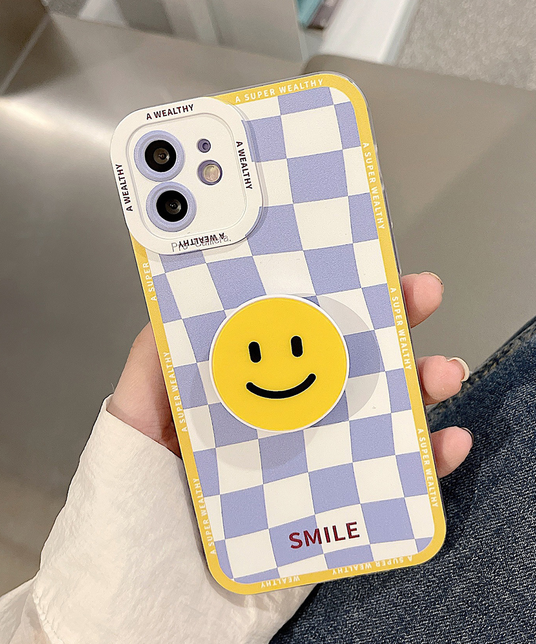 핑크리어카 블루 체커보드 스마일 스마트톡 아이폰 체크 풀커버 실리콘 젤리 유니크 핸드폰 휴대폰 애플 폰 우정 커플 케이스 아이폰케이스 X 11 프로 12 미니 13 14