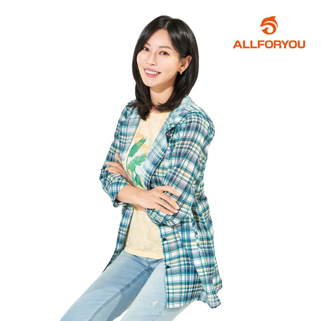 포스티 올포유 모델착장 22ss 여성 체크 후드 롱 블라우스 Albll4311 804g