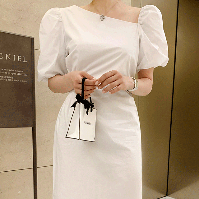 벌룬허리밴딩 롱원피스 사선 반팔 벌룬 퍼프 셔링 나시 스퀘어넥 여름 데일리 미니 롱스커트 롱치마 바캉스 썸머 바스락 면 코튼 브이넥 유넥 라운드넥 망사 트임 언발 옴팔 원피스