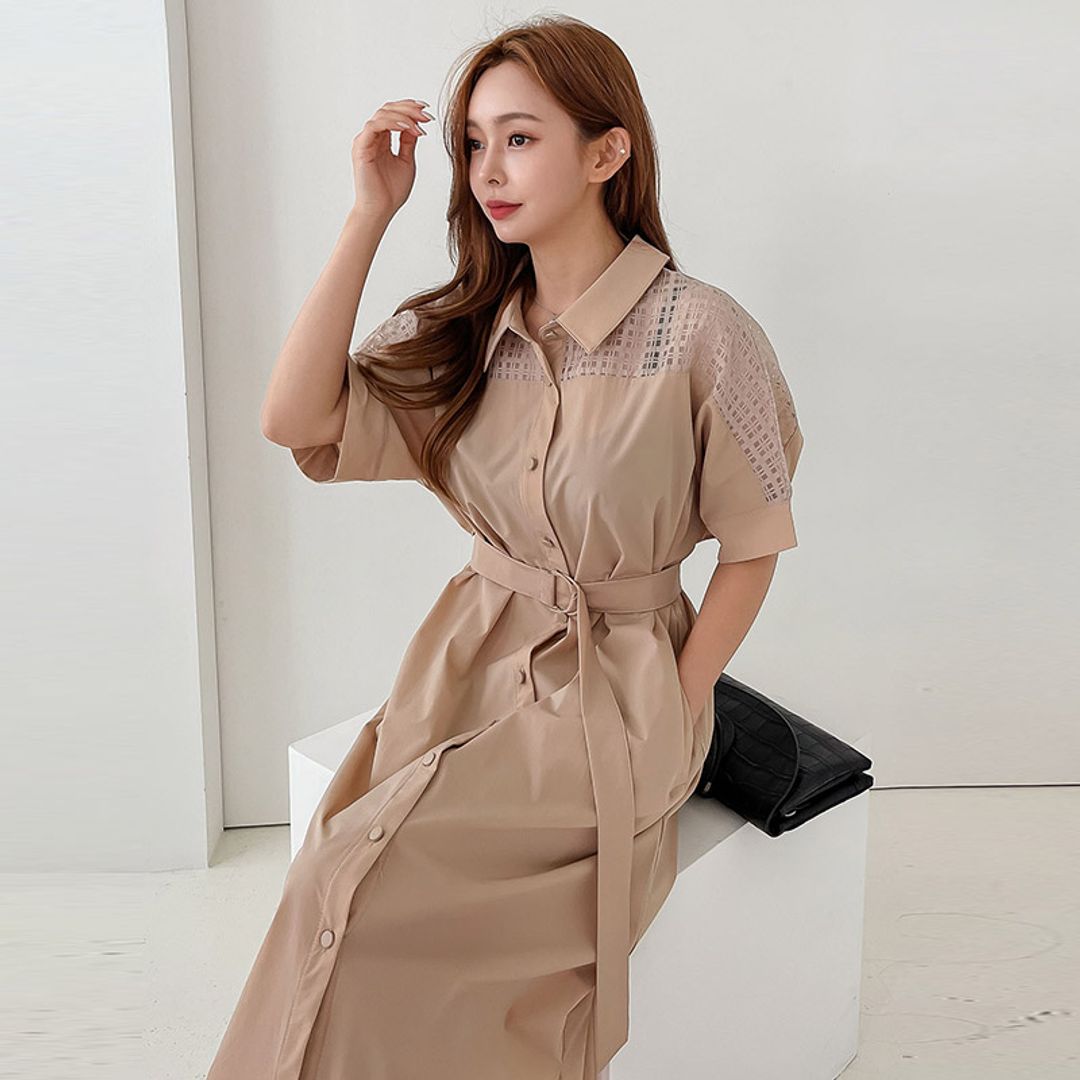 포스티 Ss 카라넥 벨트 텐션 원피스 Gt Op207021